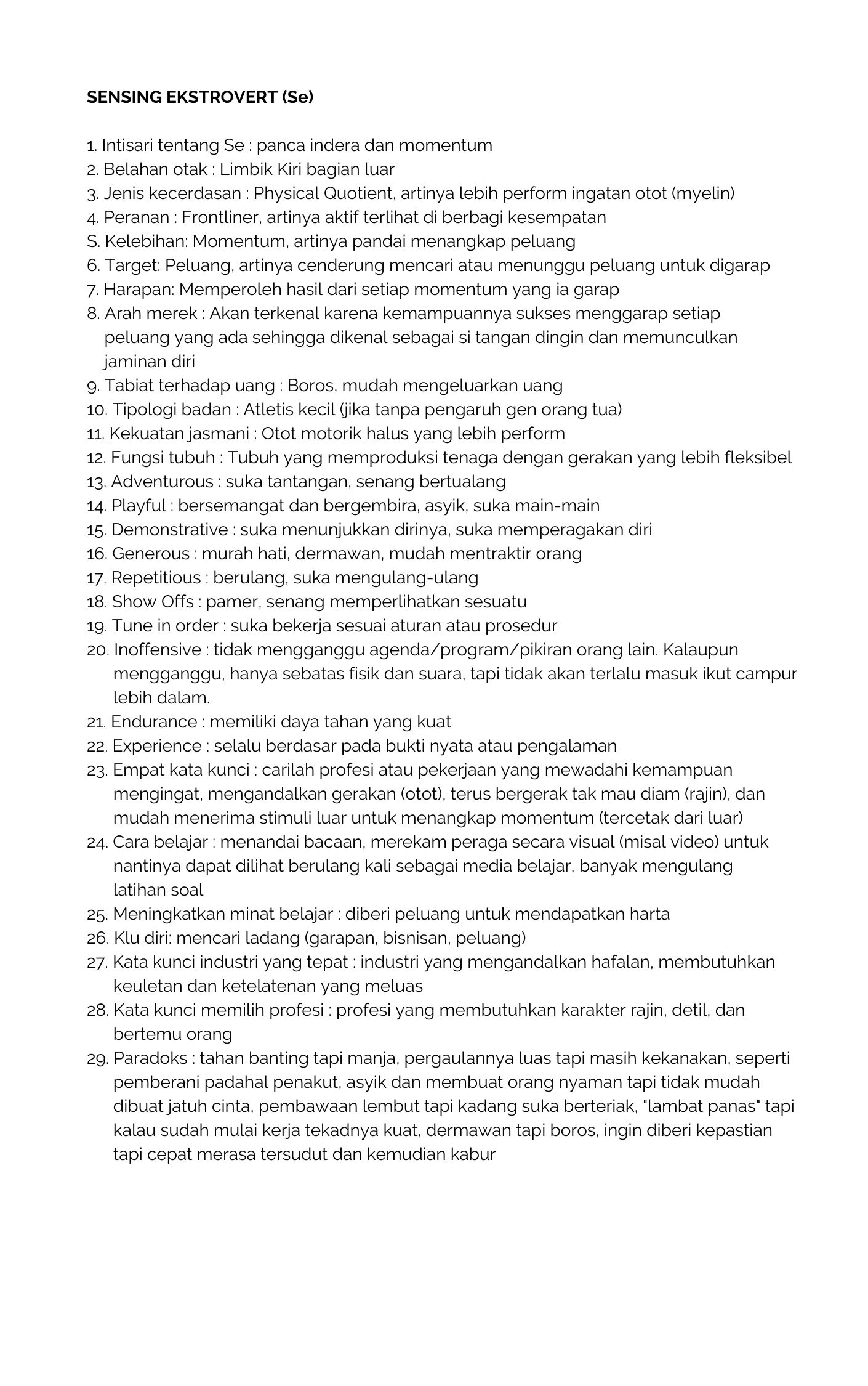 Sensing extrovert – Mindset Maju